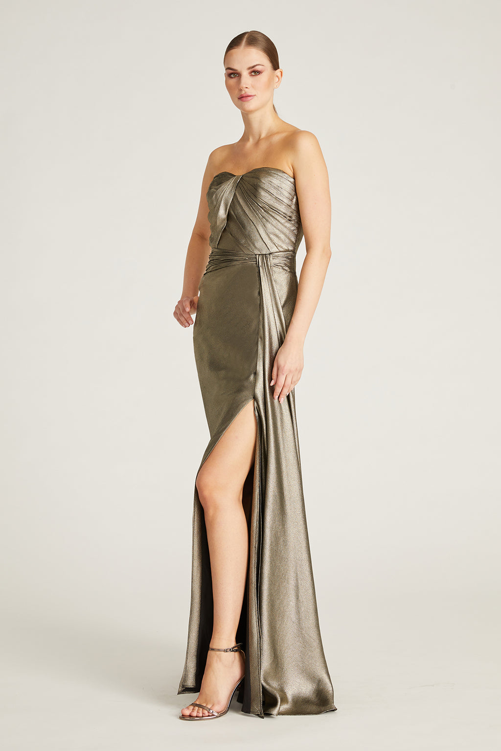 Farren Strapless Draped Gown – THEIA