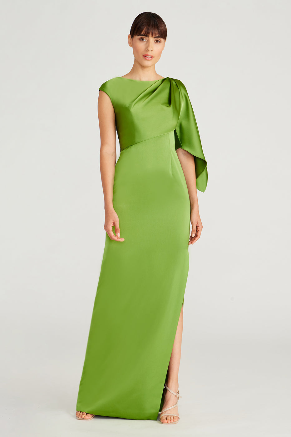 Tilly Satin Draped Column Gown – THEIA
