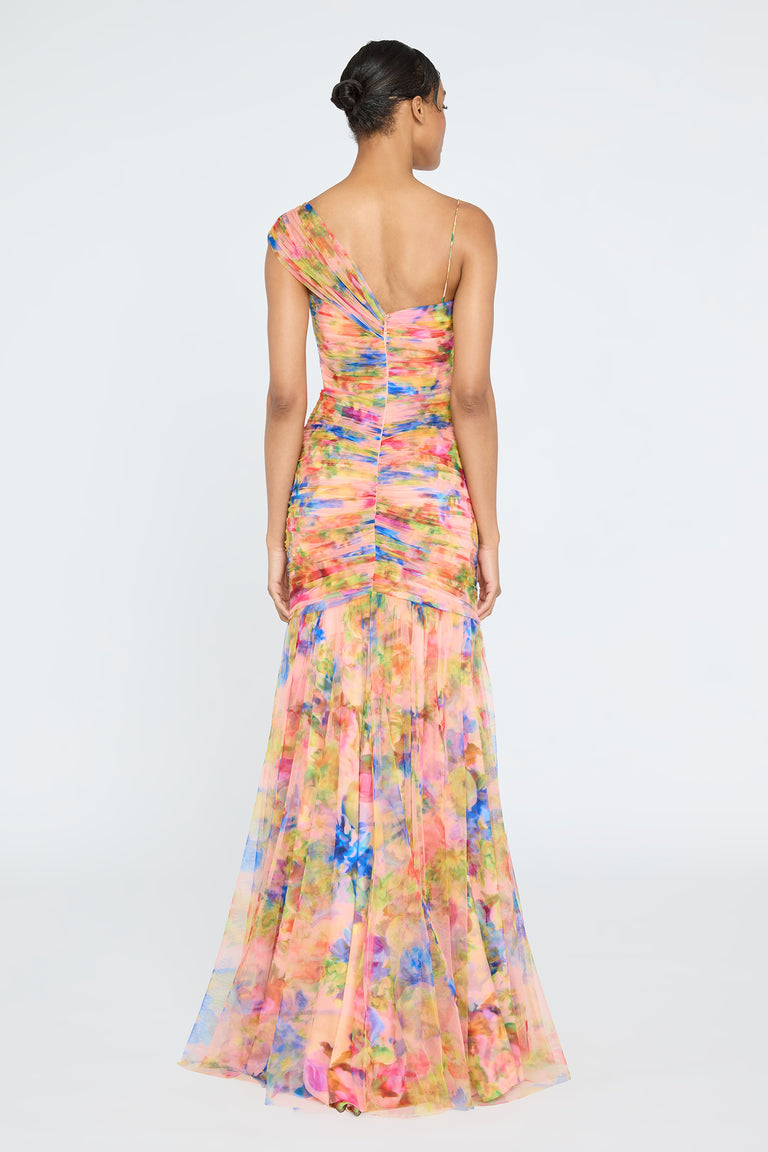 Macie One Shoulder Drape Gown – THEIA