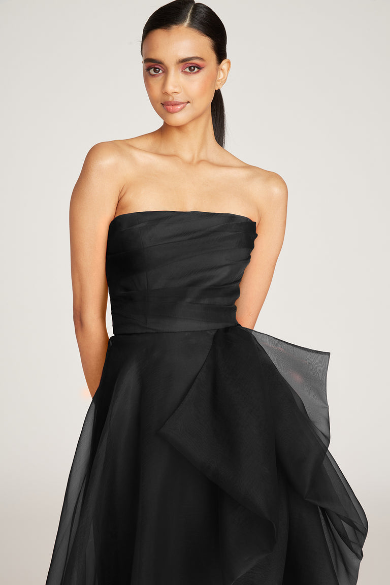 Teresa Strapless Draped Gown – THEIA