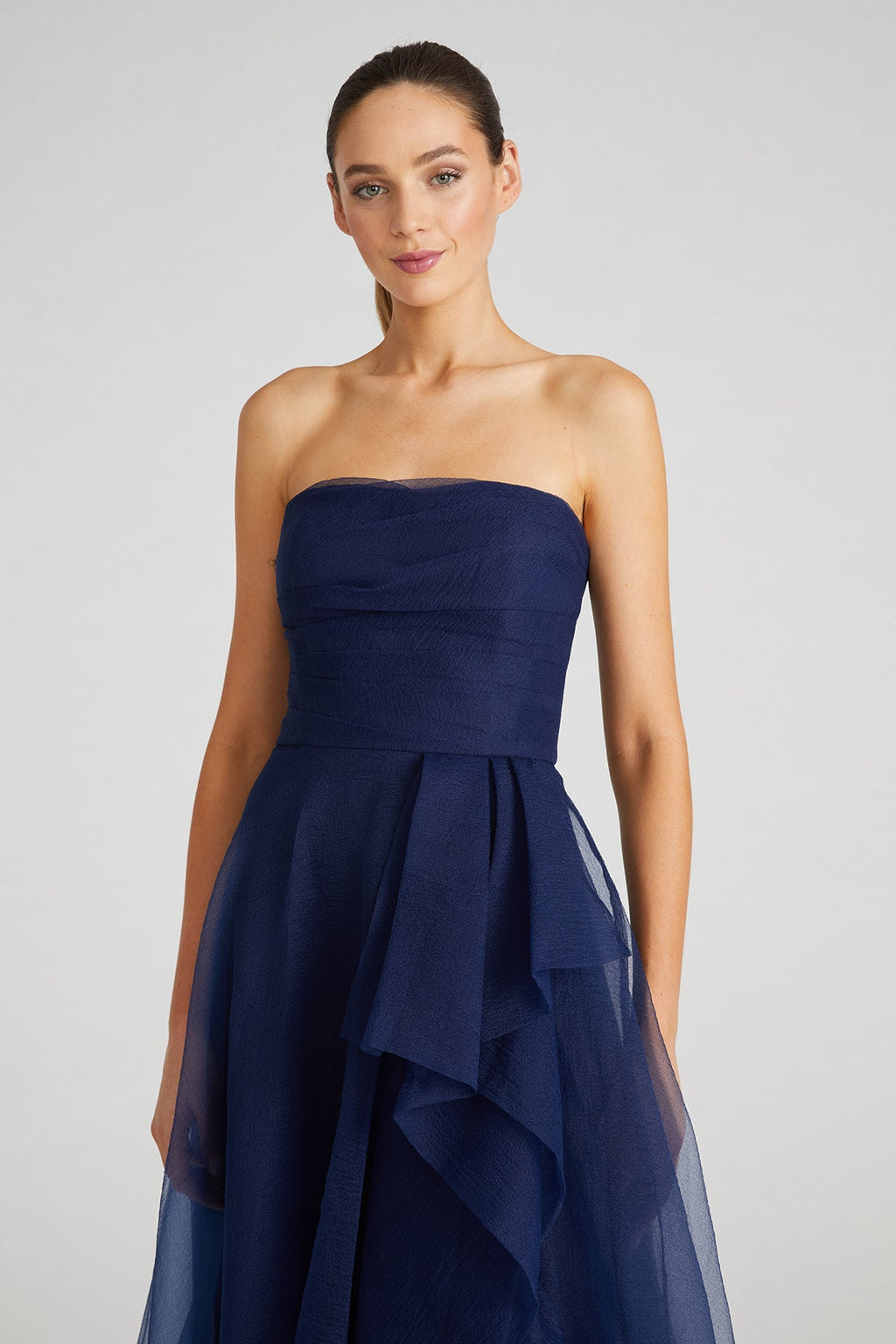Teresa Strapless Draped Gown – THEIA