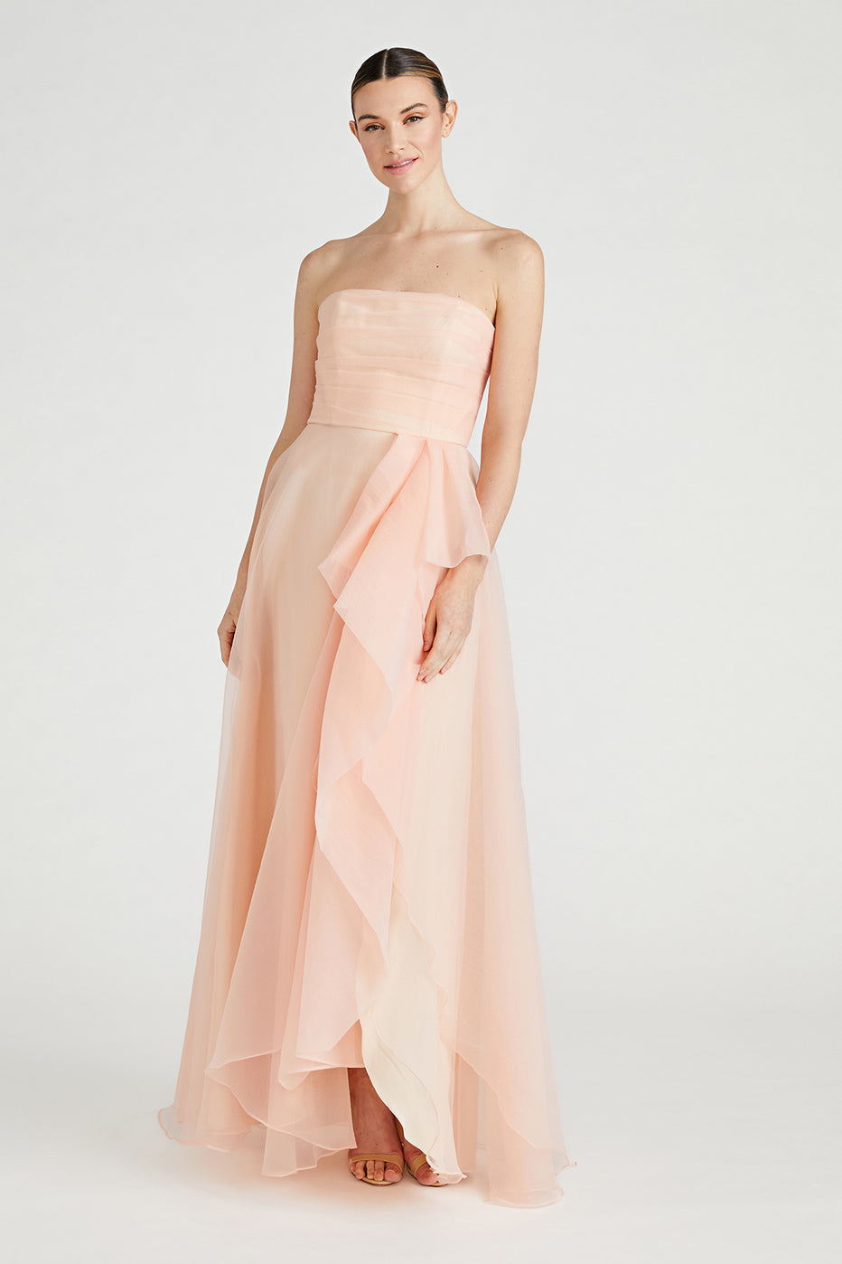 Teresa Strapless Draped Gown – THEIA