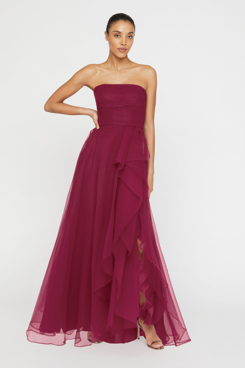 Teresa Strapless Draped Gown – THEIA