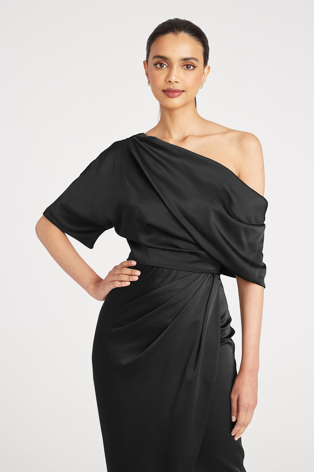 Rayna One Shoulder Draped Gown – THEIA