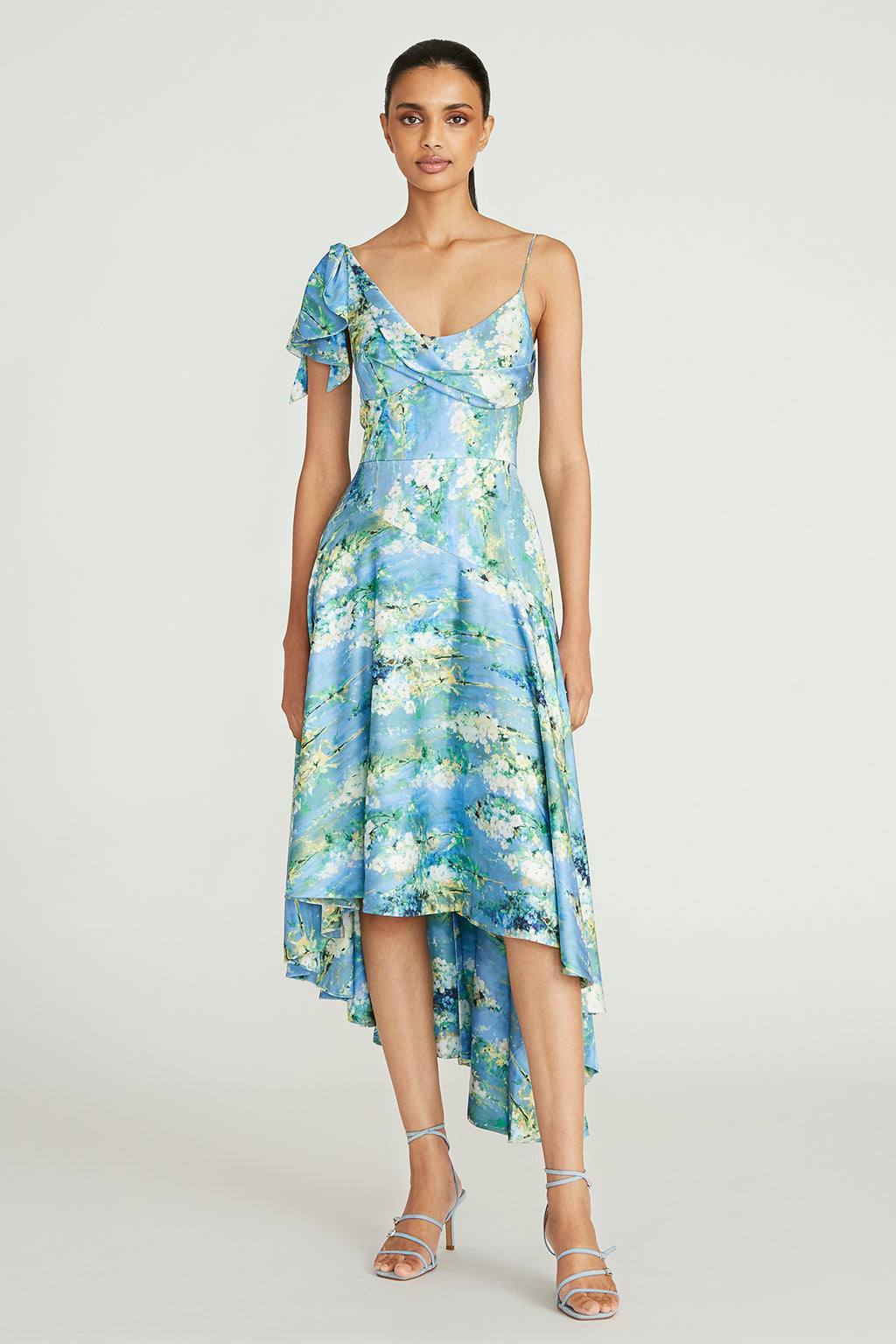 Adrian Cowl Drape Midi Dress – THEIA